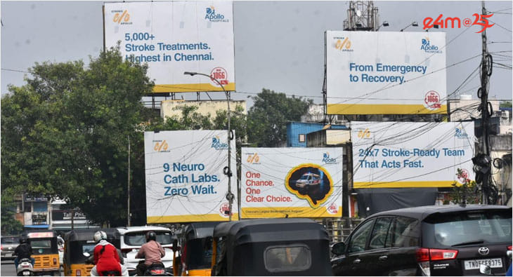 Apollo Hospitals Chennai creates unified 5-hoarding stroke awareness ...