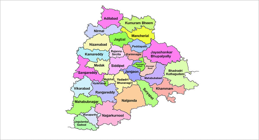 Telangana Map With Districts Telangana New Districts Names 2016 ...